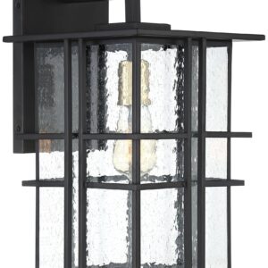 Possini Euro Design Arley Modern Outdoor Wall Light Fixture Black Geometric Frame 16" Seedy Glass for Exterior Barn Deck House Porch Yard Patio Outside Garage Front Door Garden Home Roof Lawn