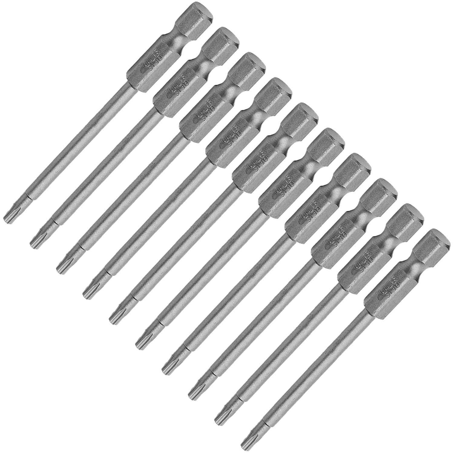 Utoolmart Torx Screwdriver Bits, T10 Magnetic Torx Head Screw Driver Bit, with 1/4 Inch Hex Shank, 75mm Length S2 Steel Screw Driver Kit Tools, for Repair Work, 10 Pcs