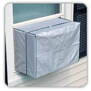 Dependable Industries Vinyl Outside Window Unit AC Air Conditioner Cover with Straps Keep Dirt and Dust Out in The Off Season (Silver - 25.5" x 17" x 20.5")