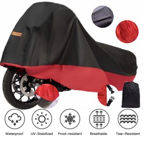 Wrypun Motorcycle Cover for Honda Goldwing 1100 1200 1500 1800 XXXL Outdoor Black+Red