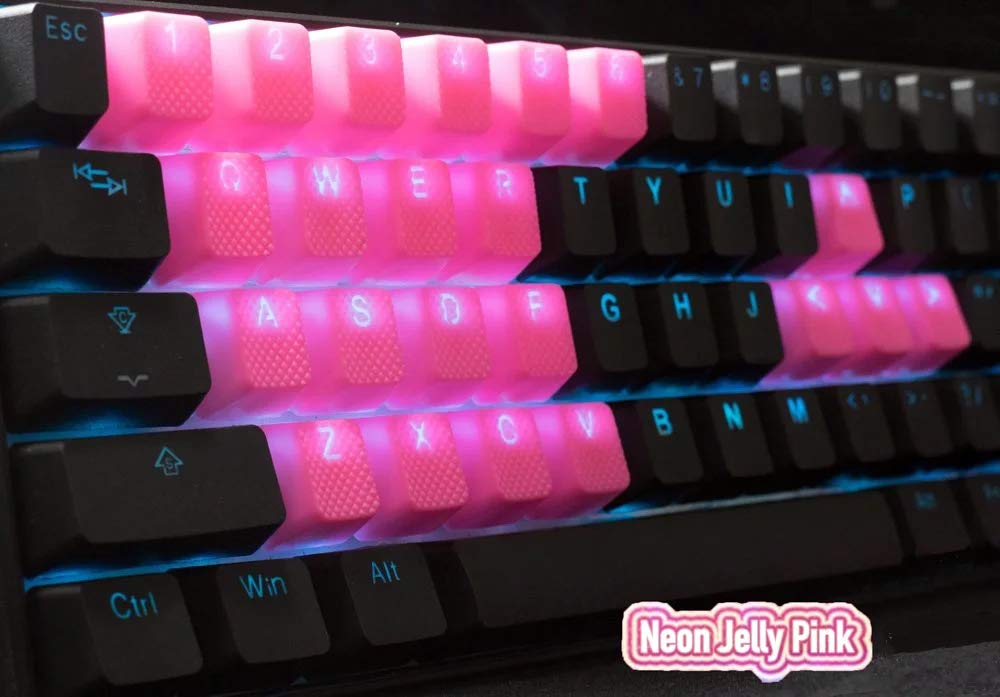 Tai-Hao Rubber Gaming Backlit Keycaps Set - 22 Keys for Cherry MX Mechanical Keyboards Compatible OEM Include Key Puller (Neon Purple Mystery)