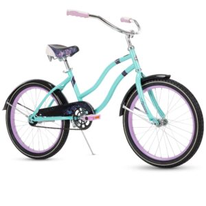 fairmont 20" cruiser bike, metallic teal frame, comfort padded saddle, ergonomic design, anti-spray fenders, quick connect build