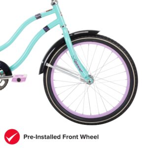 Fairmont 20" Cruiser Bike, Metallic Teal Frame, Comfort Padded Saddle, Ergonomic Design, Anti-Spray Fenders, Quick Connect Build