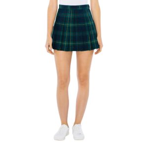 American Apparel Women's Plaid Tennis Skirt, Green Plaid, X-Small