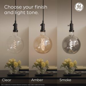 GE Lighting Vintage Style LED Light Bulb, 40 Watt Eqv, Amber Glass, Warm Candle Light, BT56 Large Light Bulb, Medium Base