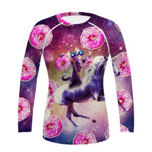 o2tee women's mixed print cat donut long sleeve swim tee rash guard coverup,medium