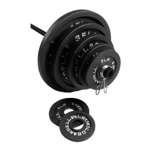 cap barbell 300 lb cast iron olympic weight set with 7’ olympic bar, black