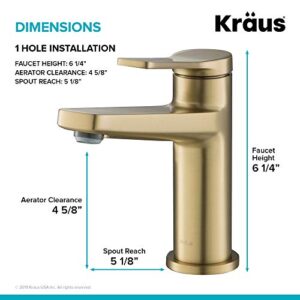 KRAUS Indy Single Handle Basin Bathroom Faucet in Brushed Gold, KBF-1401BG