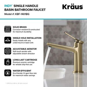 KRAUS Indy Single Handle Basin Bathroom Faucet in Brushed Gold, KBF-1401BG