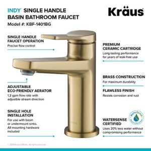 KRAUS Indy Single Handle Basin Bathroom Faucet in Brushed Gold, KBF-1401BG