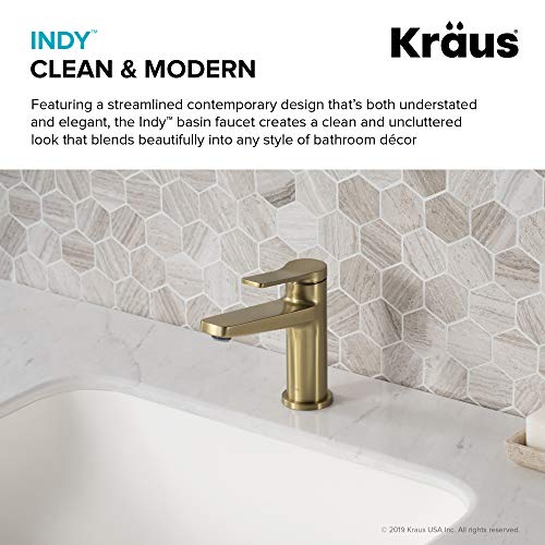 KRAUS Indy Single Handle Basin Bathroom Faucet in Brushed Gold, KBF-1401BG