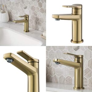 KRAUS Indy Single Handle Basin Bathroom Faucet in Brushed Gold, KBF-1401BG