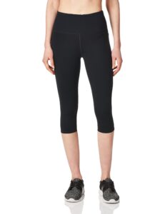 skechers women's go walk high waisted capri legging, bold black, x-large