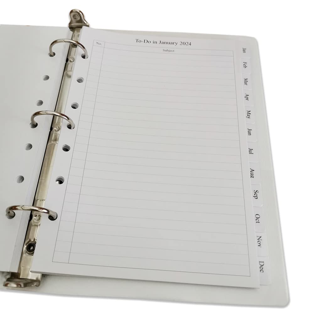 2024 Monthly Planner Refill 5-1/2" x 8-1/2", Runs from January 2024 to December 2024, Two Pages Per Month, Desk Size 4, 7-Hole Punched