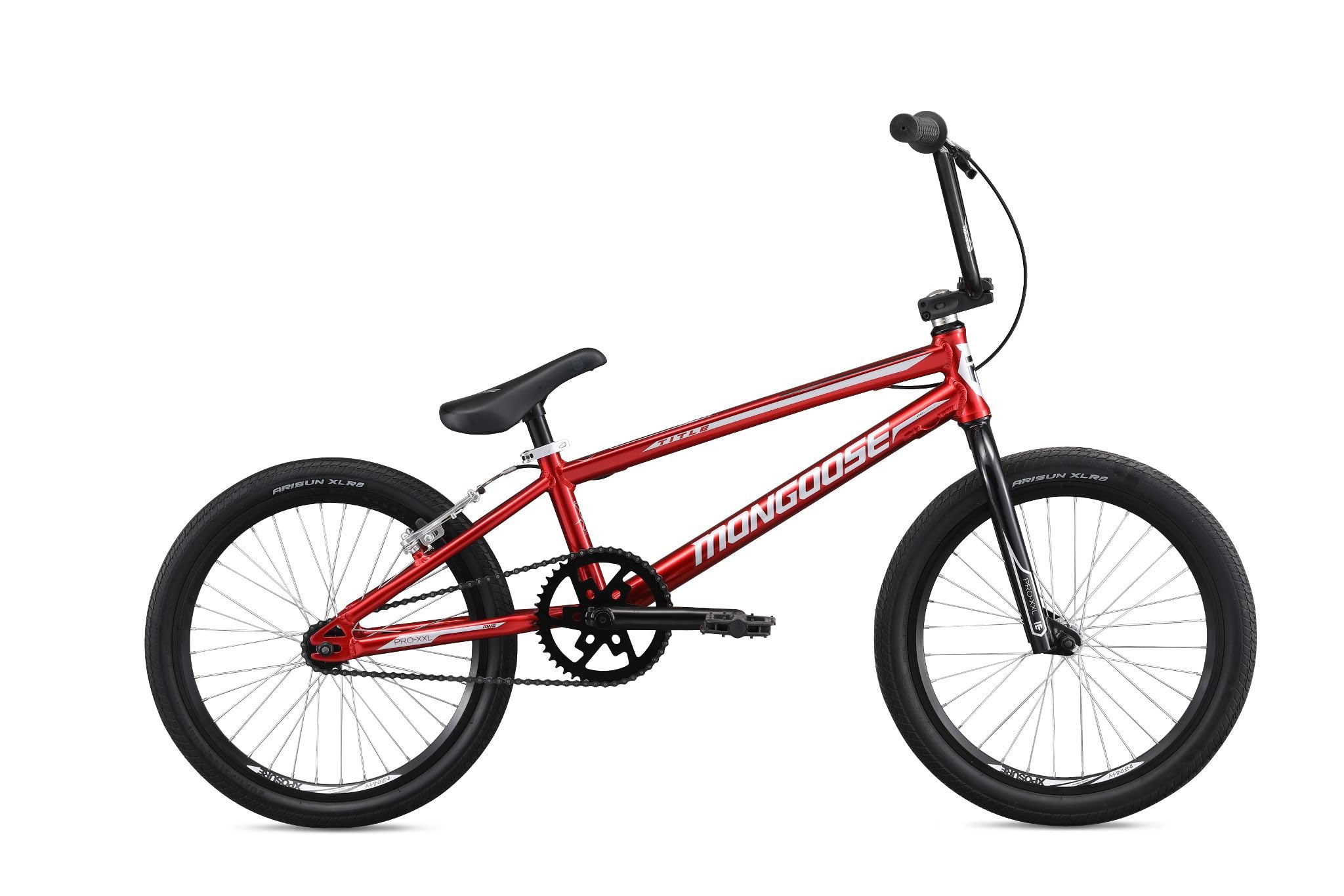 Mongoose Title Pro XXL BMX Race Bike with 20-Inch Wheels in Red for Beginner or Returning Riders, Featuring Lightweight Tectonic T1 Aluminum Frame and Internal Cable Routing