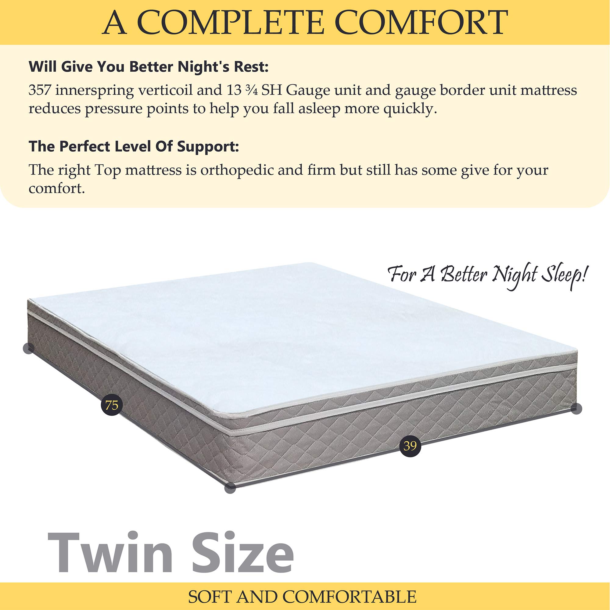 Nutan 10-Inch Eurotop pillowtop Innerspring Fully Assembled Mattress, Good For The Back twin Size