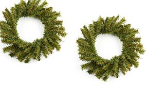 pack of 2 artificial holiday pine wreaths (7 inch) by factory direct craft - small christmas pine wreaths holiday decoration for kitchen cabinets, dining room chairs and holiday tables