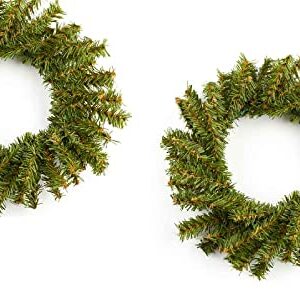 Pack of 2 Artificial Holiday Pine Wreaths (7 Inch) by Factory Direct Craft - Small Christmas Pine Wreaths Holiday Decoration for Kitchen Cabinets, Dining Room Chairs and Holiday Tables