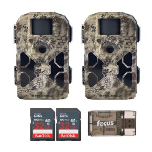 stealth cam 2020 g42ng 24mp trail cameras (2-pack) and memory cards bundle. no-glow flash, 100-ft. ir range, kryptek camo, hd video (5 items)