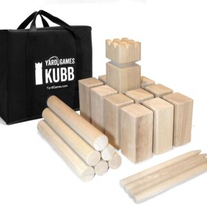 Yard Games Kubb Regulation Size Outdoor Tossing Game with Carrying Case, Instructions, and Boundary Markers