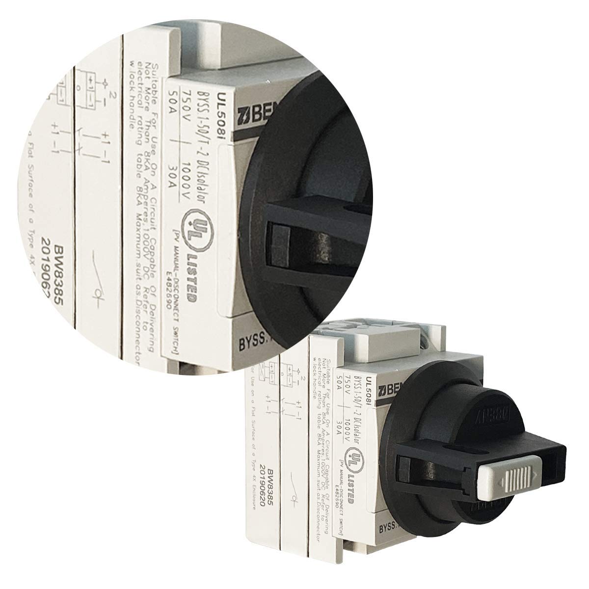 Jonsson 50A 1500V DC Isolator Switch for Solar Applications (Panel Mount, Lockable)