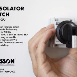 Jonsson 50A 1500V DC Isolator Switch for Solar Applications (Panel Mount, Lockable)