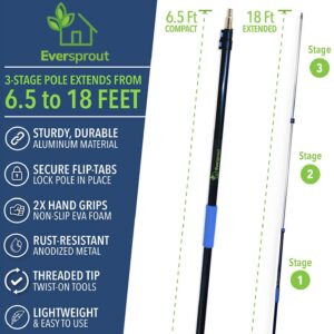 EVERSPROUT Telescoping Boat Hook | Floats, Scratch-Resistant, Sturdy Design | Durable & Lightweight, 3-Stage Anodized Aluminum Pole | Threaded End for Boating Accessories