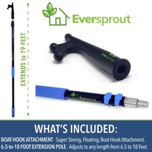 EVERSPROUT Telescoping Boat Hook | Floats, Scratch-Resistant, Sturdy Design | Durable & Lightweight, 3-Stage Anodized Aluminum Pole | Threaded End for Boating Accessories