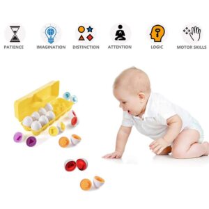 JUNBESTN Easter Matching Eggs Connect Eggs Carton Toys Gifts for 1 2 3 Years Old Kids Toddler Baby Girls Boys Shape Color Egg Play Learn