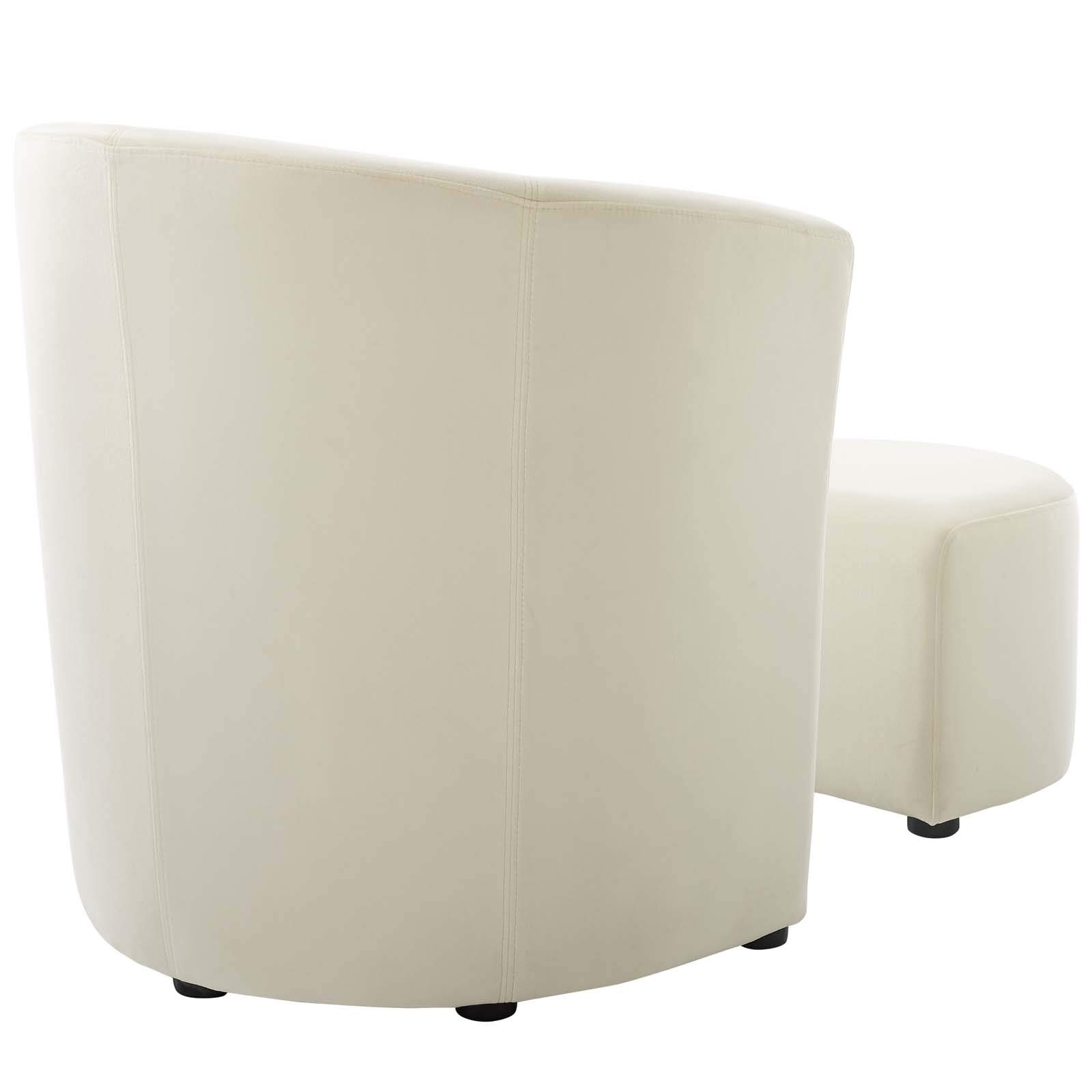 Modway Divulge Performance Velvet Armchair and Ottoman Set in Ivory