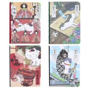 Composition Notebook, College School Notebooks Subject Daily Journal Notebook, Japanese Cartoons Printed Cover, Thick Paper, 5.7''*4.1'', 224 Sheets(Incense)