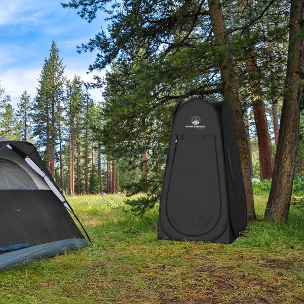 Pop Up Pod - Privacy Shower Tent, Dressing Room, or Portable Toilet Stall with Carry Bag for Camping, Beach, or Tailgate by Wakeman Outdoors (Black)