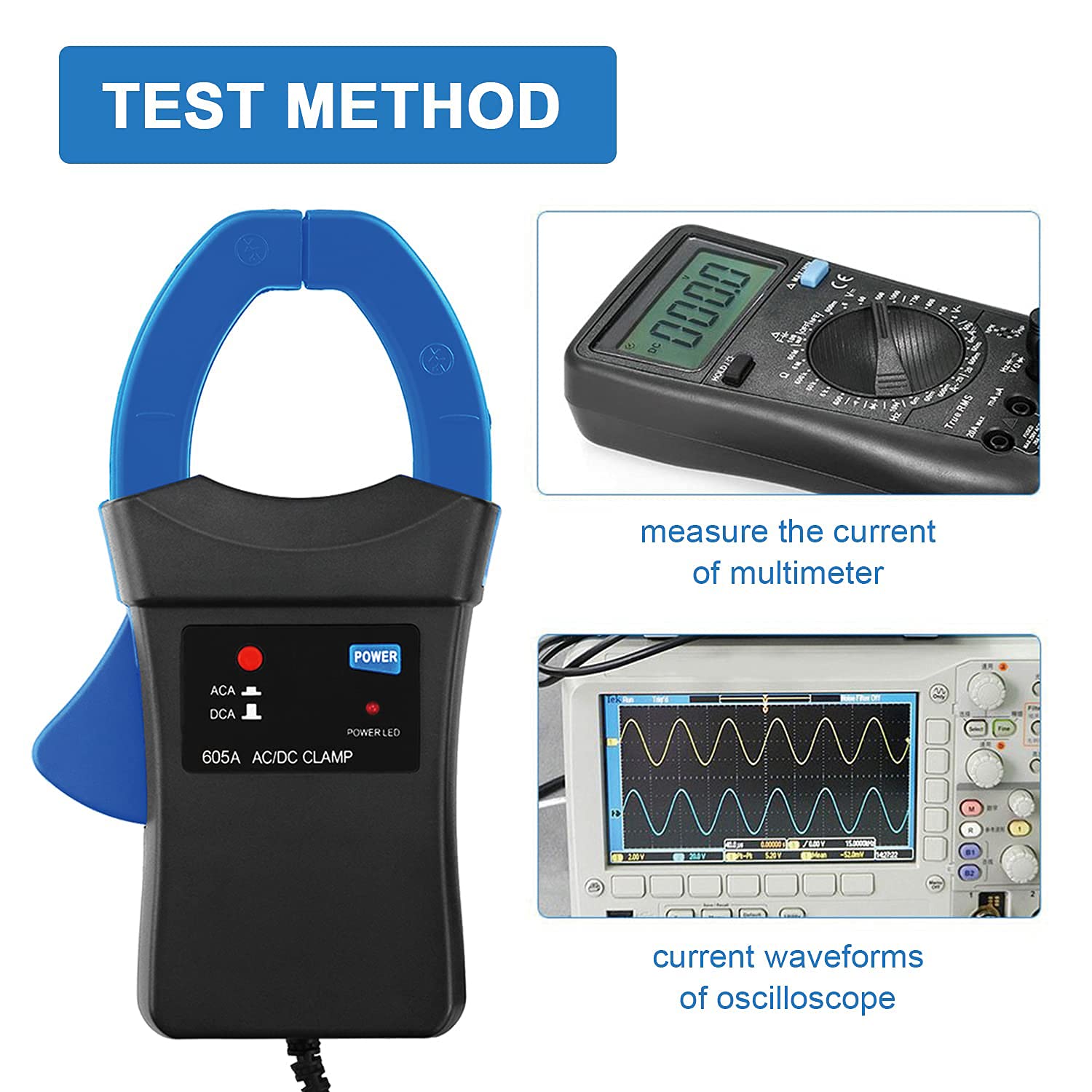 BTMETER BT-605A AC/DC 600A Clamp-on Current Probe Amp Adapter for Work with Digital Multimeters