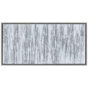 empire art direct abstract wall art textured hand painted canvas by martin edwards, champagne frame, 24" x 48", silver frequency