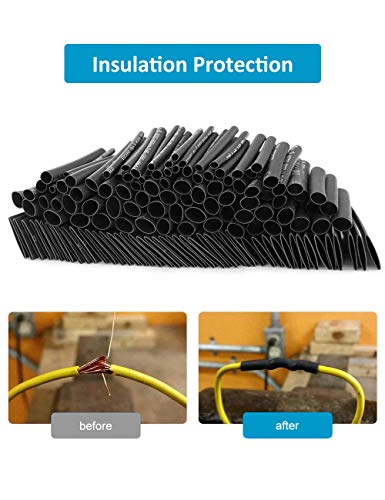 650pcs Heat Shrink Tubing Black innhom Heat Shrink Tube Wire Shrink Wrap UL Approved Ratio 2:1 Electrical Cable Wire Kit Set Long Lasting Insulation Protection, Safe and Easy, Eco-Friendly Material