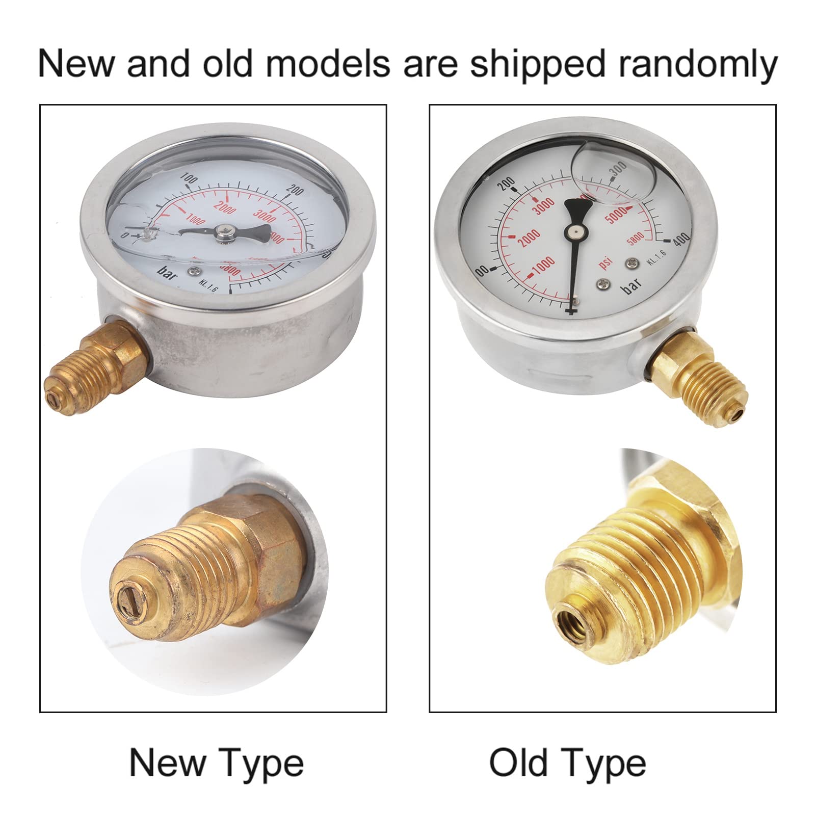 Dial Hydraulic Pressure Gauge Meter Pressure Gauges Vacuum Air Compressor Hydraulic Pressure Gauge 0-400BAR 0-5800 PSI G1/4 63mm