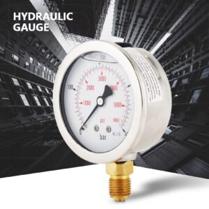 Dial Hydraulic Pressure Gauge Meter Pressure Gauges Vacuum Air Compressor Hydraulic Pressure Gauge 0-400BAR 0-5800 PSI G1/4 63mm