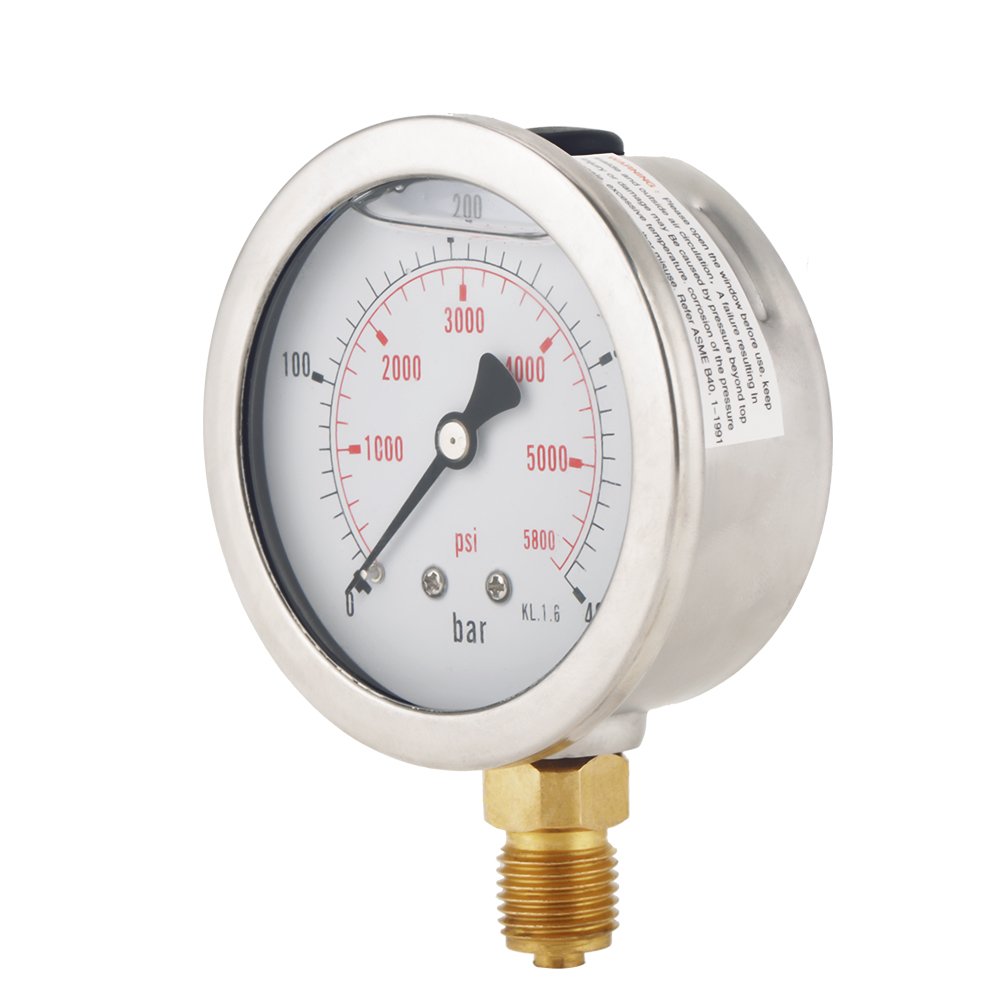 Dial Hydraulic Pressure Gauge Meter Pressure Gauges Vacuum Air Compressor Hydraulic Pressure Gauge 0-400BAR 0-5800 PSI G1/4 63mm