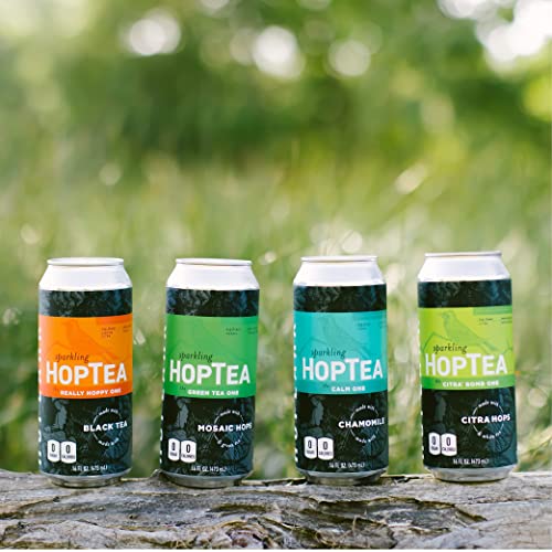 HOPLARK Sparkling HopTea - The Core Variety Pack - Craft Brewed NA Beer Alternative - Organic, Gluten-Free, Non GMO, Zero Calories, Sugar-Free, Unsweetened (12, 16oz Cans)