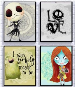 silly goose gifts nightmare before christmas themed character wall art decor baby nursery love (4pc love art set)