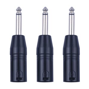 Devinal XLR Male to 1/4" Adapter Upgrade 6.35mm Mono to XLR Gender Changer, Quarter Inch TS to 3 PIN XLR Converter Audio Coupler Connector Metal Construction Mic Jack Plug (3 Pack)