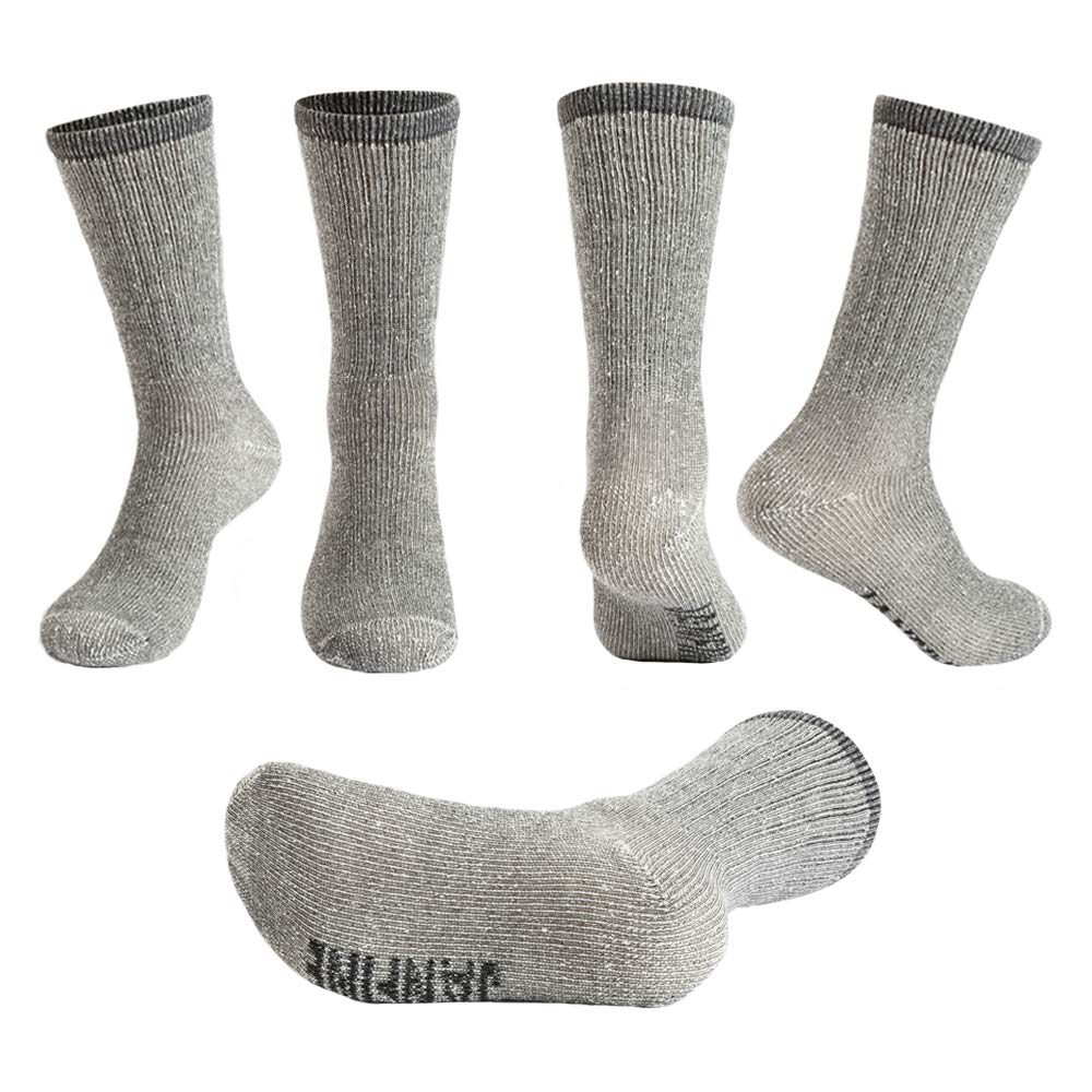 JANFINE Merino Wool Hiking Socks Thermal Warm Cushion Boot Socks for Men & Women（（Dark Grey(2 pairs),US Size 9-13）