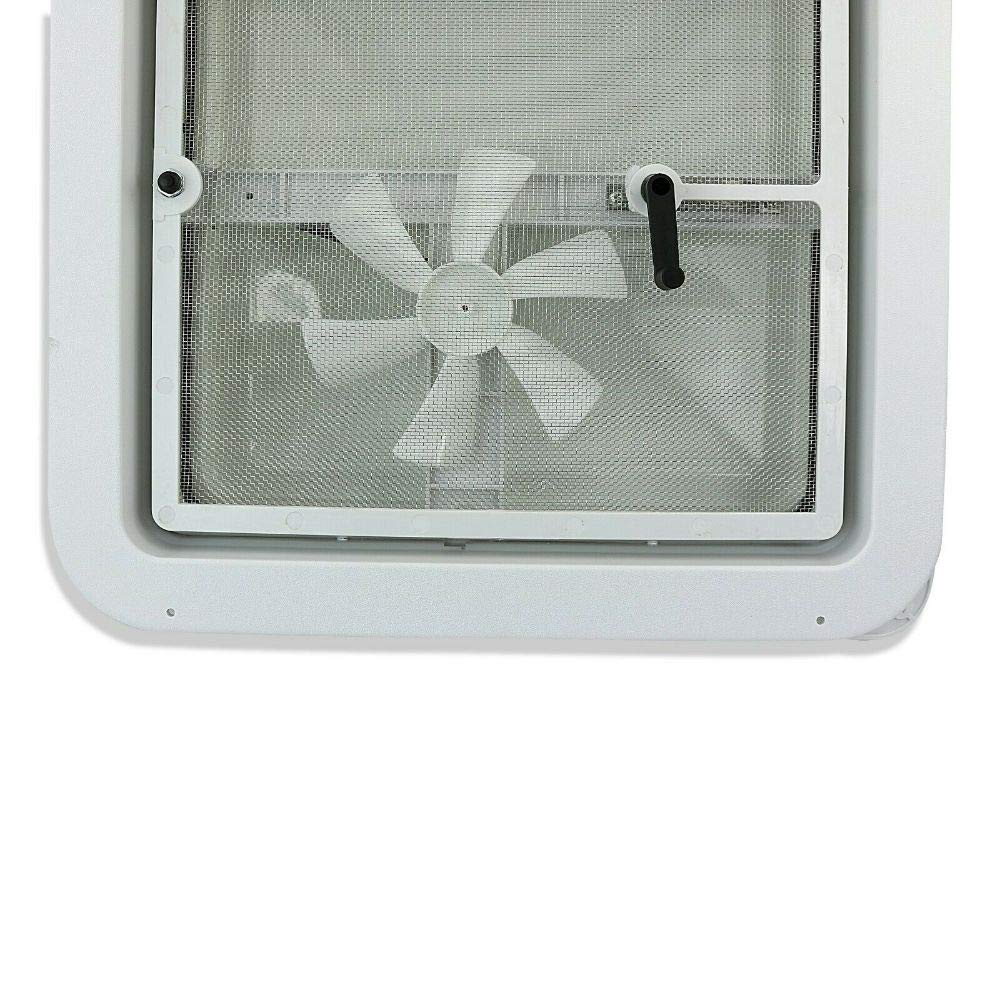 14" RV Trailer Roof Vent Complete 12 Volt Fan w/White lid and Interior Garnish