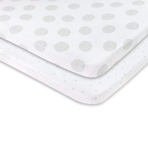 Ely's & Co. Pack N Play,Playard,Portable Crib Sheet 2-Pack Combed Jersey Cotton for Baby Boy or Baby Girl (Grey Dottie)