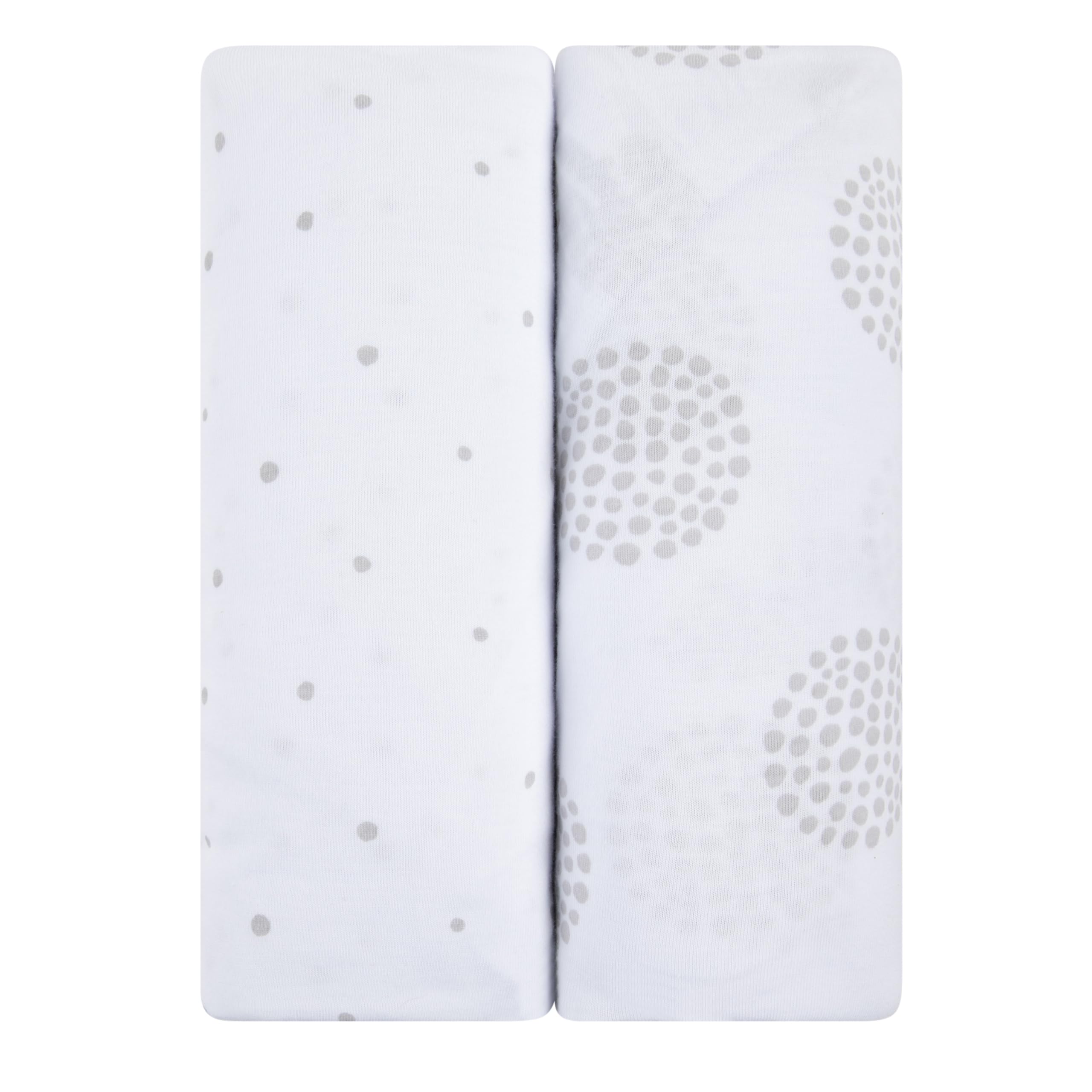 Ely's & Co. Pack N Play,Playard,Portable Crib Sheet 2-Pack Combed Jersey Cotton for Baby Boy or Baby Girl (Grey Dottie)