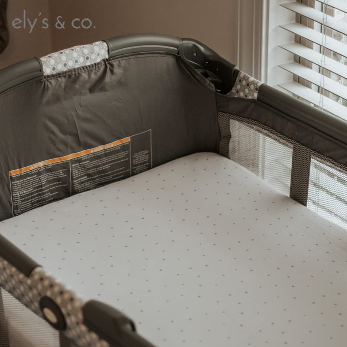 Ely's & Co. Pack N Play,Playard,Portable Crib Sheet 2-Pack Combed Jersey Cotton for Baby Boy or Baby Girl (Grey Dottie)