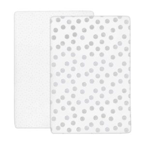 Ely's & Co. Pack N Play,Playard,Portable Crib Sheet 2-Pack Combed Jersey Cotton for Baby Boy or Baby Girl (Grey Dottie)