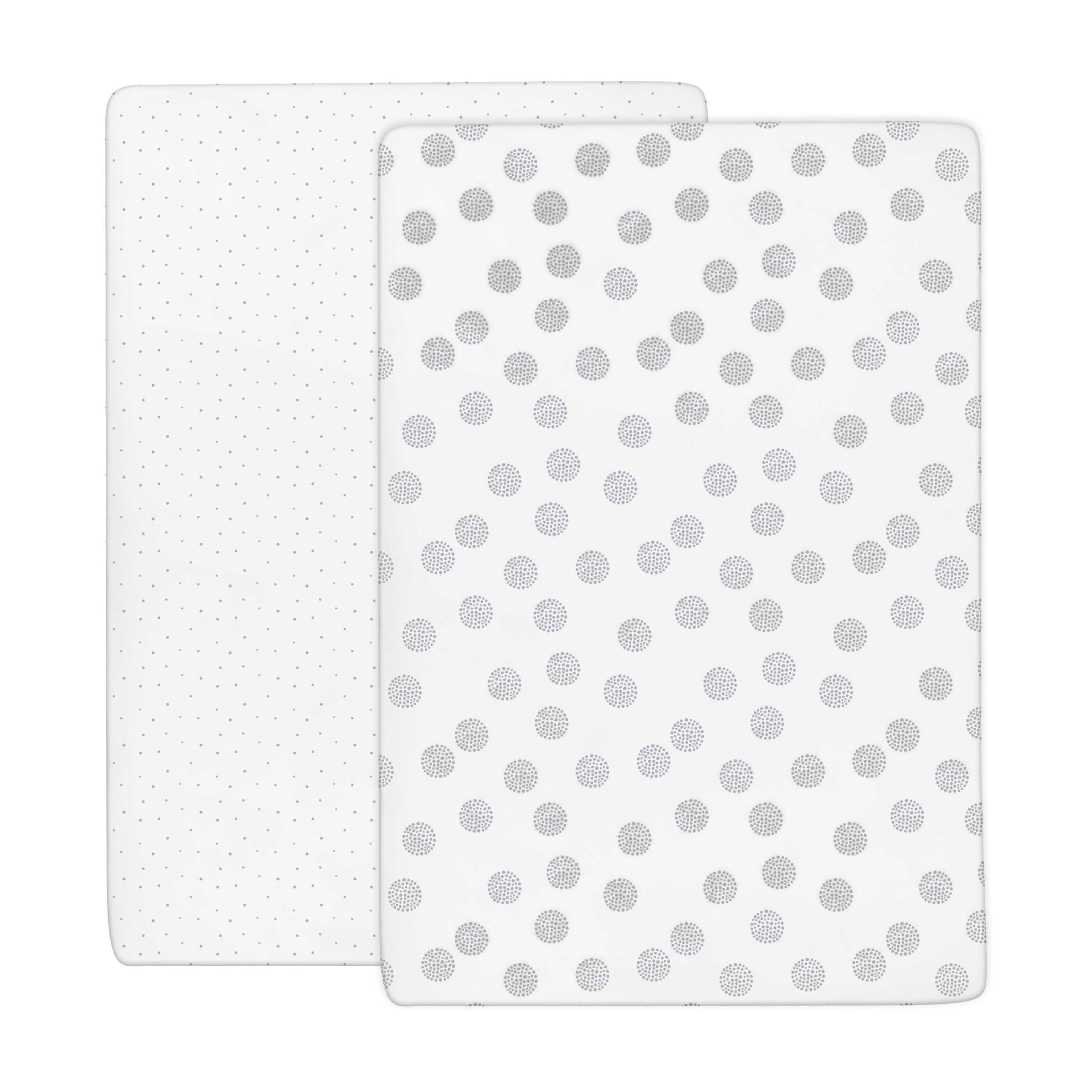 Ely's & Co. Pack N Play,Playard,Portable Crib Sheet 2-Pack Combed Jersey Cotton for Baby Boy or Baby Girl (Grey Dottie)