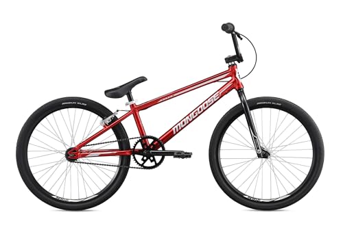 Mongoose Title Pro BMX Race Bike with 24-Inch Wheels in Red for Beginner or Returning Riders, Featuring Lightweight Tectonic T1 Aluminum Frame and Internal Cable Routing