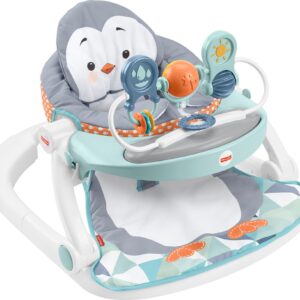 Fisher-Price Portable Baby Chair Sit-Me-Up Floor Seat With Snack Tray And Removable Toy Bar, Penguin Island